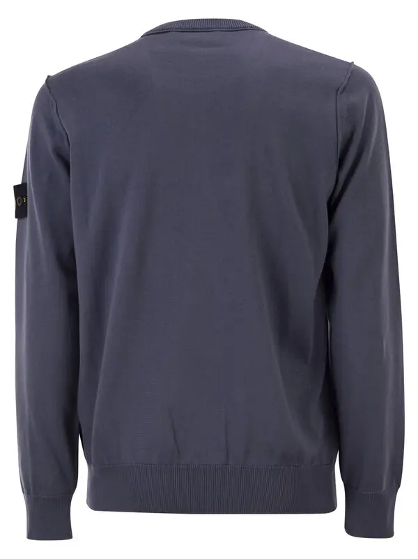 Stone Island Crew Neck Jumper With Lapel Detail - Multicolor