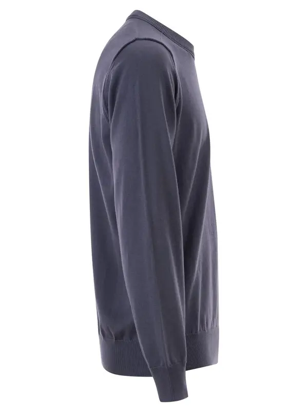 Stone Island Crew Neck Jumper With Lapel Detail - Multicolor