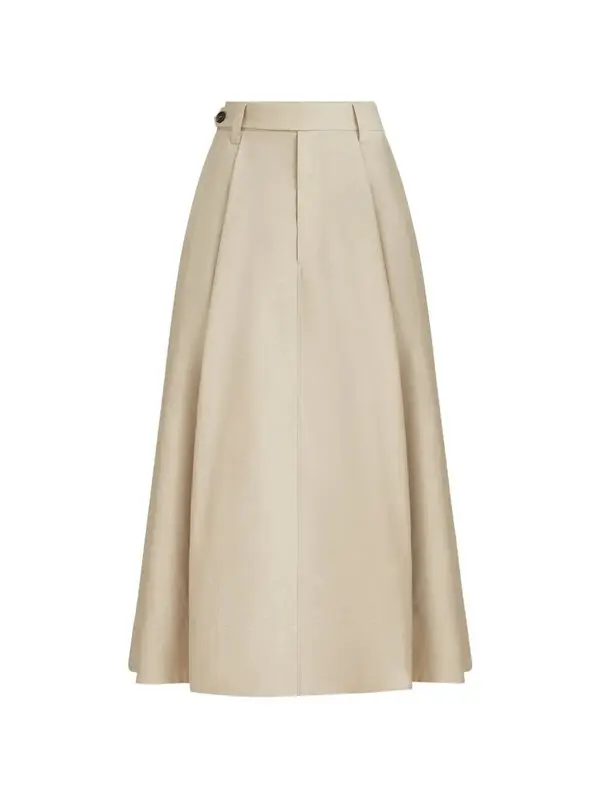 Brunello Cucinelli Techno Cotton Poplin Sartorial Skirt With Monili - Multicolor