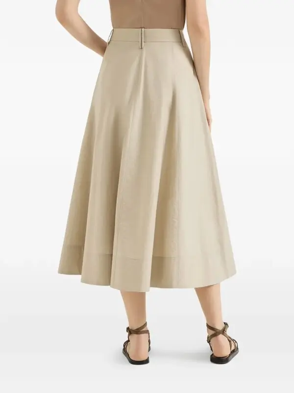 Brunello Cucinelli Techno Cotton Poplin Sartorial Skirt With Monili - Multicolor