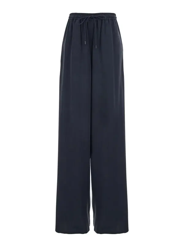 Max Mara Genero" Wide Leg Silk Pants With Drawstring Waist - Multicolor