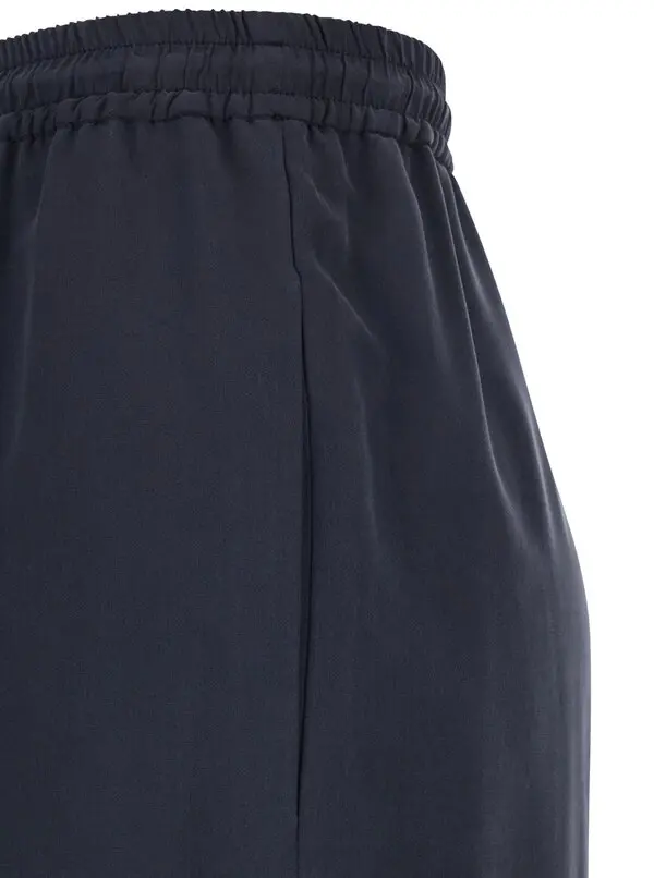 Max Mara Genero" Wide Leg Silk Pants With Drawstring Waist - Multicolor