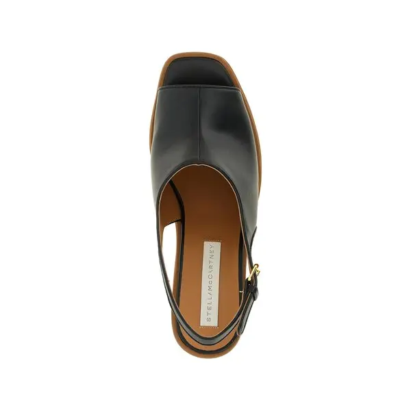 Stella McCartney Open Toe Wedge Sandals - Black