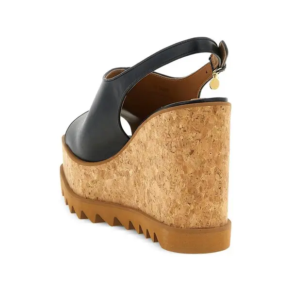 Stella McCartney Open Toe Wedge Sandals - Black