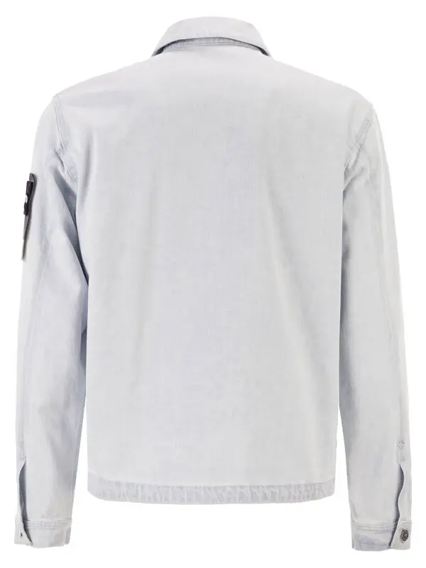Stone Island Regular Fit Overshirt In Lightweight Cotton Denim - Blue