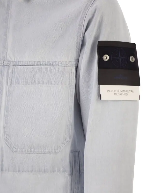 Stone Island Regular Fit Overshirt In Lightweight Cotton Denim - Blue