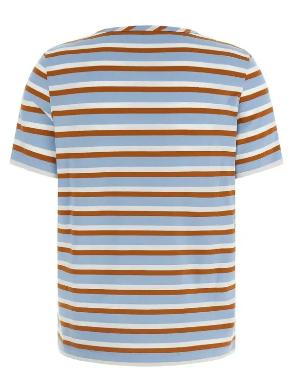 Marni Striped Cotton T-shirt With Logo Patch