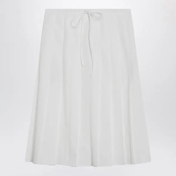 Prada Tiered Midi Skirt With Drawstring Waist - White