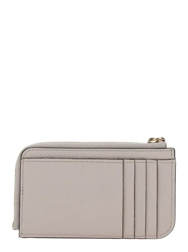 Chloé Wallet With Logo Charm On The Front And Top Zip Closure In Grey Hammered Leather For - Gray