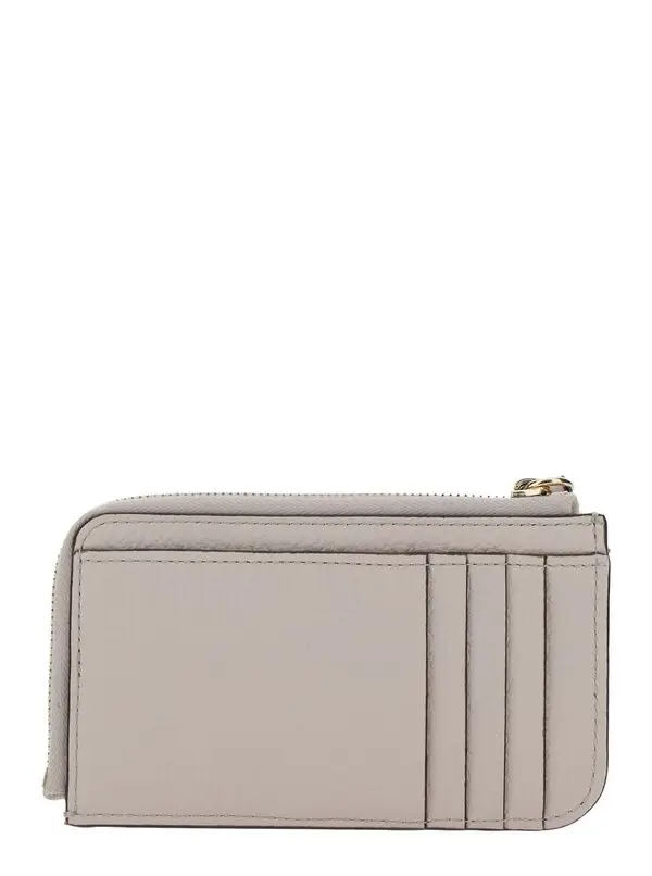 Chloé Wallet With Logo Charm On The Front And Top Zip Closure In Grey Hammered Leather For - Gray