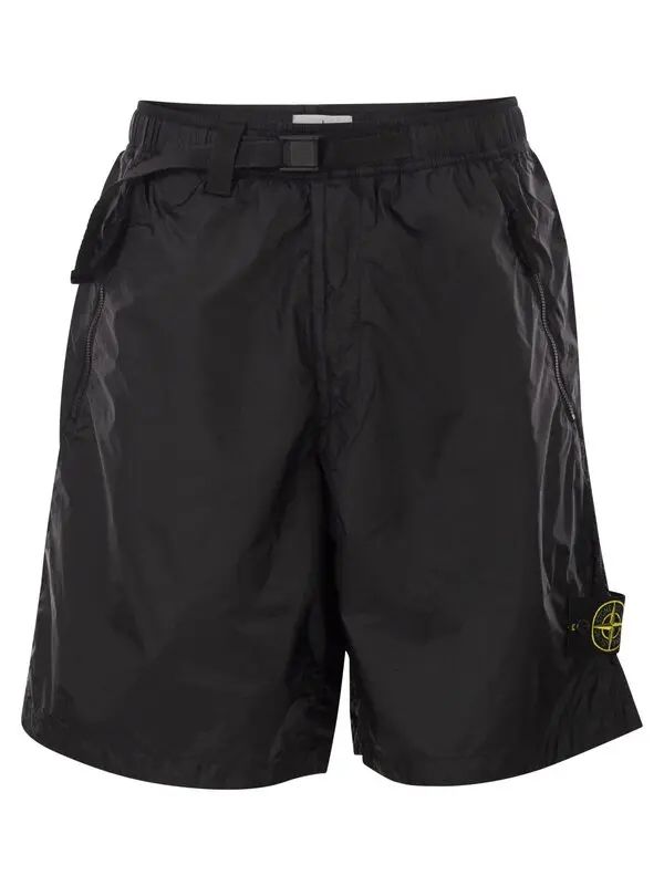 Stone Island Technical Nylon Bermuda Shorts With Adjustable Belt