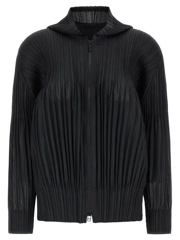 Issey Miyake Fluffy Basics Hooded Zip-up Cardigan