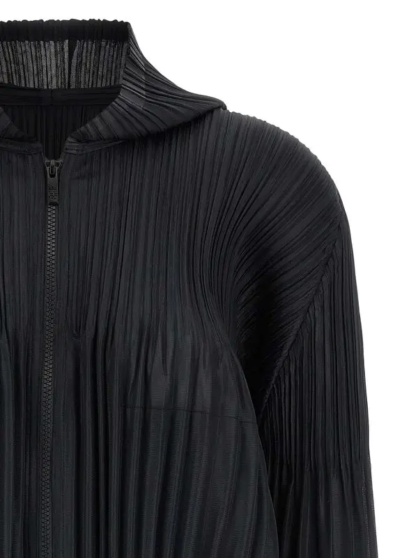 Issey Miyake Fluffy Basics Hooded Zip-up Cardigan
