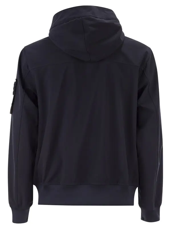 Stone Island Hooded Technical Jacket With Water-resistant Membrane - Blue