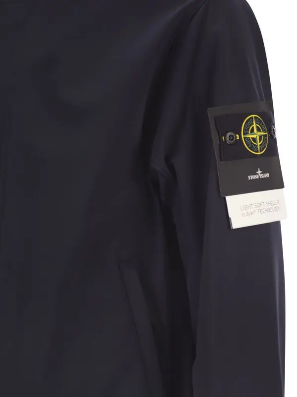 Stone Island Hooded Technical Jacket With Water-resistant Membrane - Blue