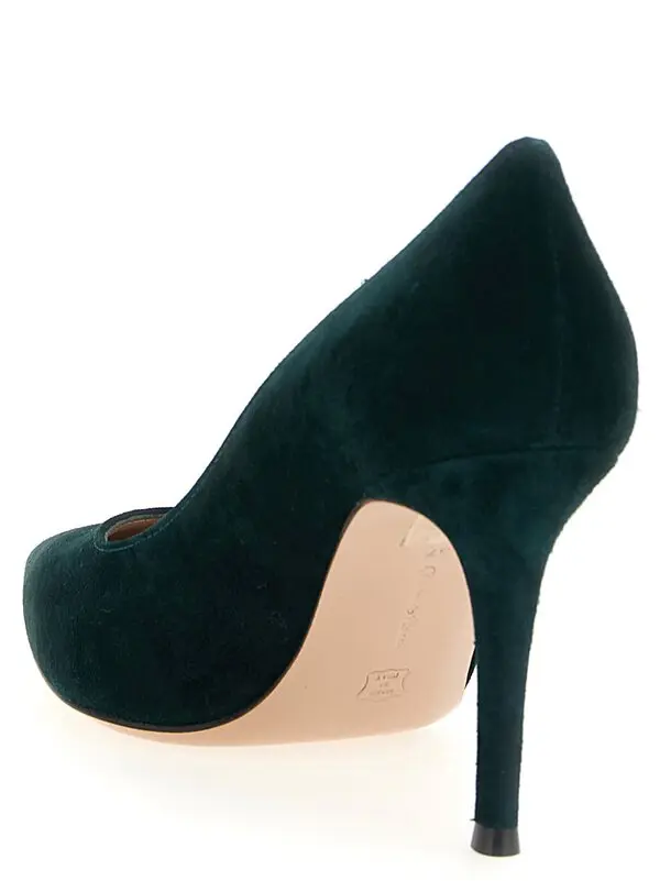 GIANVITO ROSSI Suede Pointed Toe Stiletto Pumps - Green