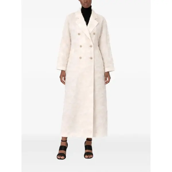Max Mara Double Breasted Long Sleeve Coat - Cream