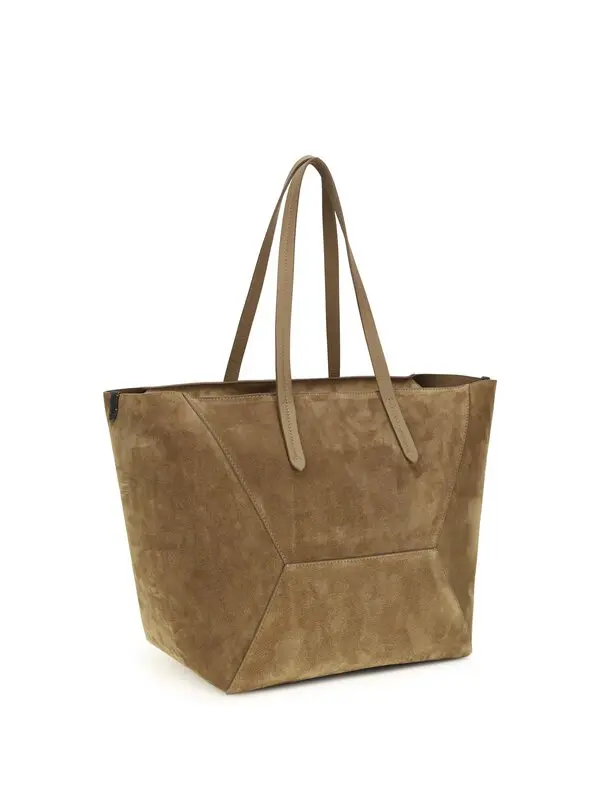 Brunello Cucinelli Suede Bc Tote Bag - Cream