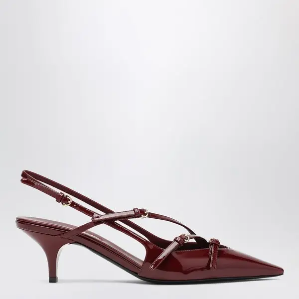 Miu Miu Patent Leather Slingback Pumps With Buckles