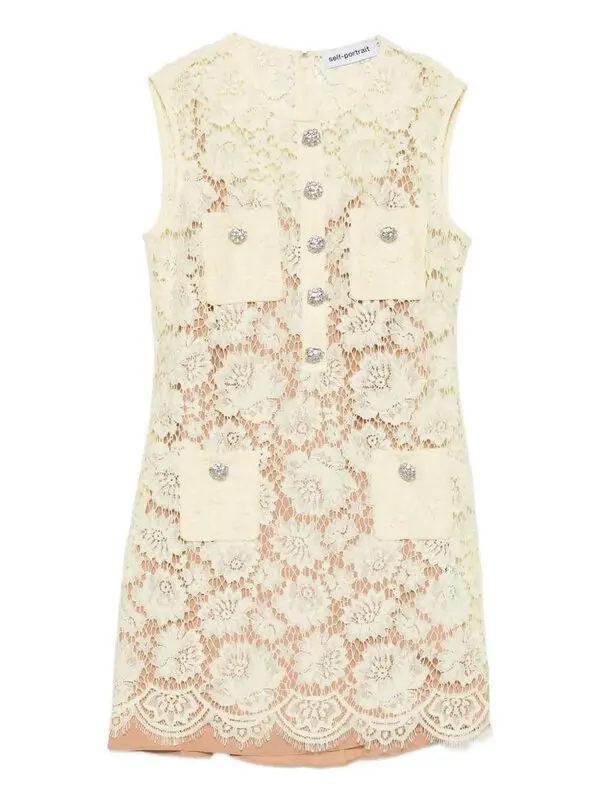 SELF-PORTRAIT Lace Dress With Embellishment - Multicolor