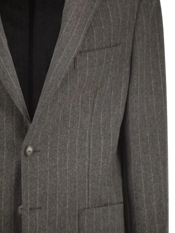 BOSS Slim-fit Blazer In Stretch Striped Flannel