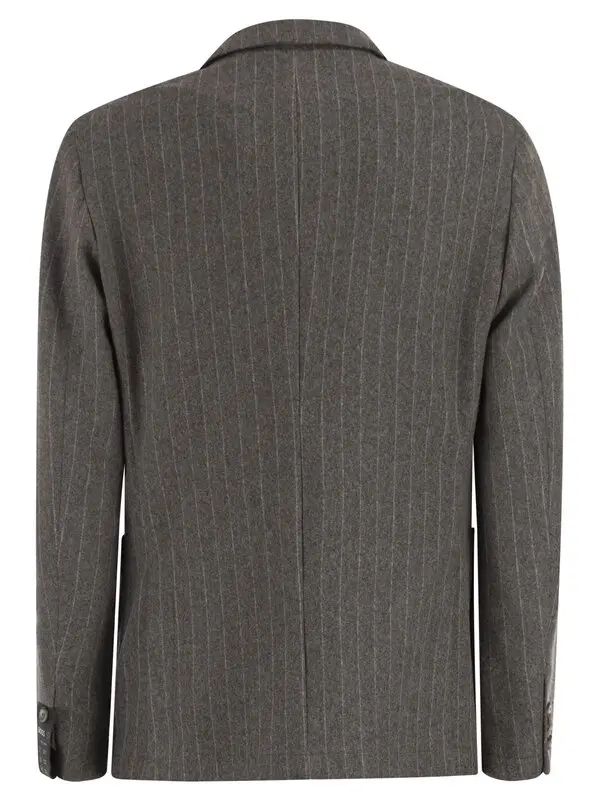 BOSS Slim-fit Blazer In Stretch Striped Flannel - Gray