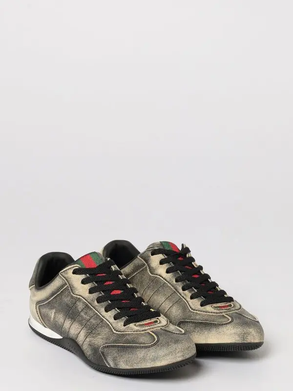 Gucci Calfskin Distressed Sneakers - Black