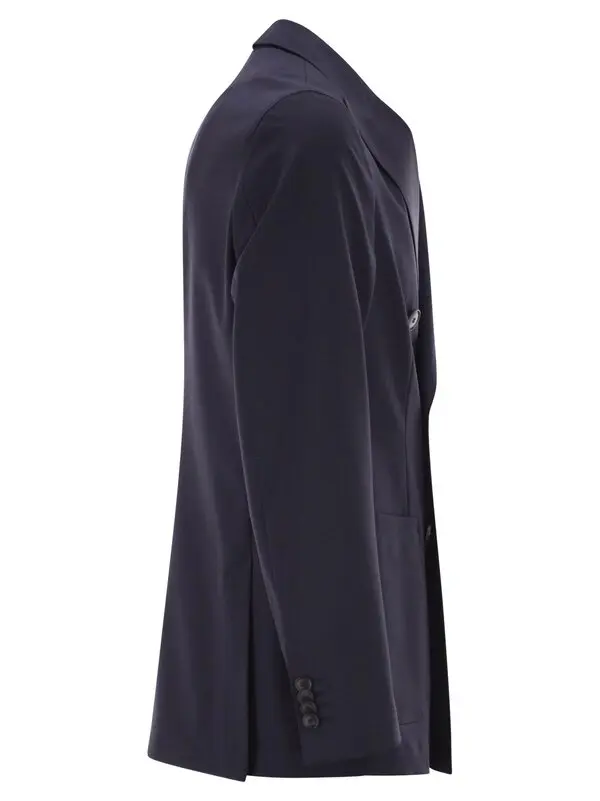 BOSS Double-breasted Blazer In Virgin Wool - Blue