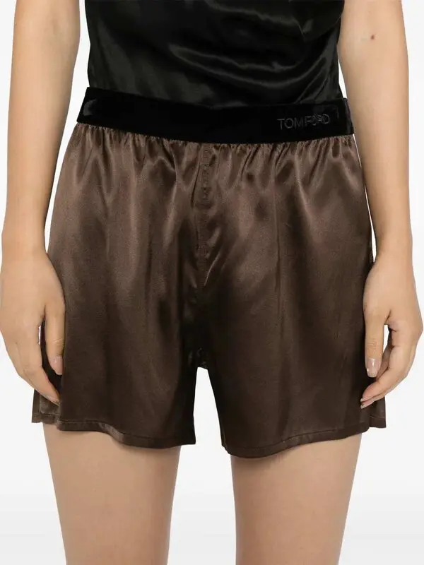 TOM FORD Satin Shorts - Brown