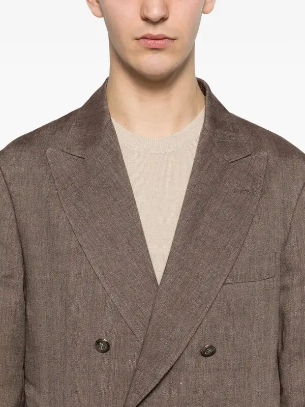 Brunello Cucinelli Linen And Virgin Wool Chevron Leisure Suit - Brown