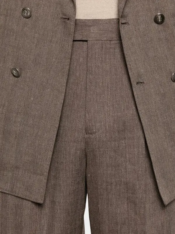 Brunello Cucinelli Linen And Virgin Wool Chevron Leisure Suit - Brown