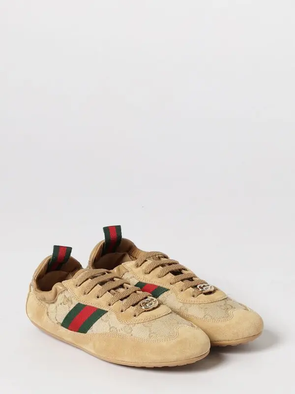 Gucci Calfskin Embossed Sneakers - Cream