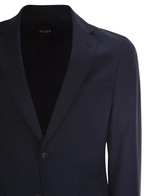 BOSS Stretch Virgin Wool Blend Suit - Blue