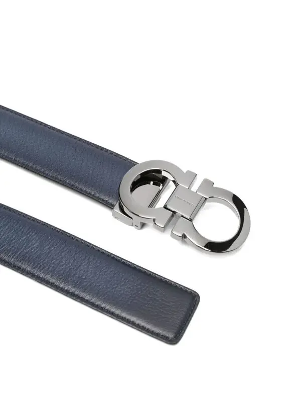 FERRAGAMO Double Gancini Belt - Gray