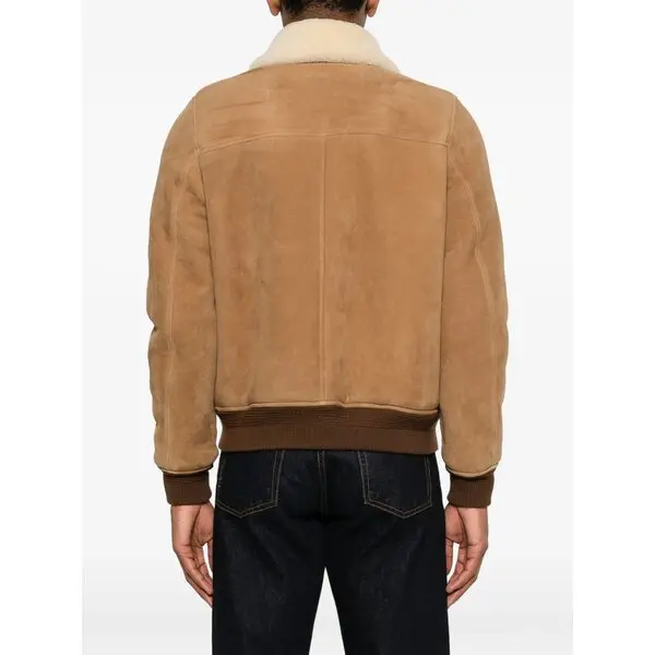 Saint Laurent Suede Bomber Jacket With Fur Collar