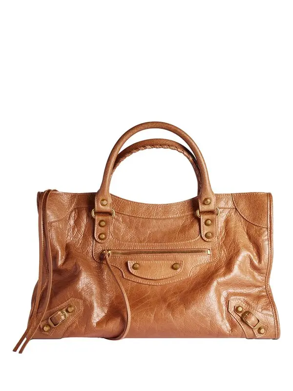 Balenciaga Le City Medium Bag In Arena Leather - Brown