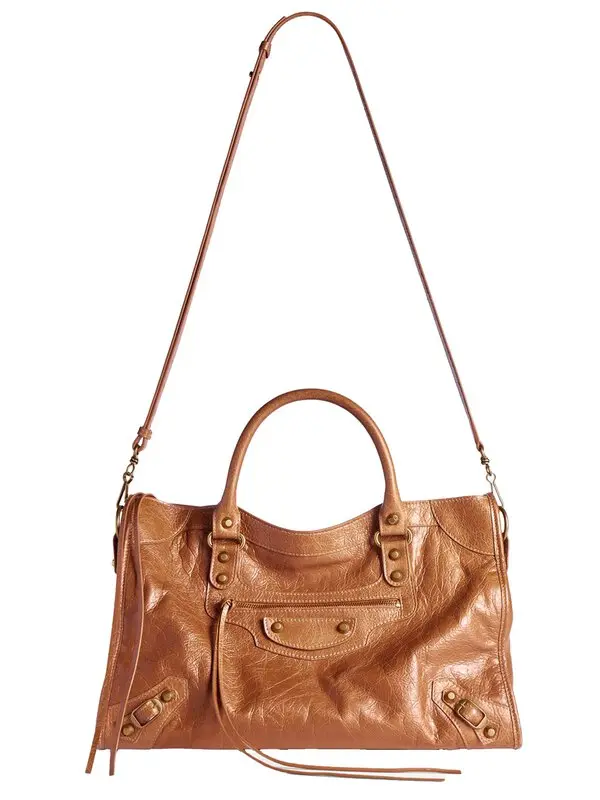 Balenciaga Le City Medium Bag In Arena Leather - Brown