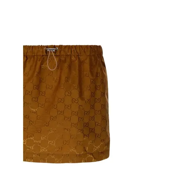 Gucci Monogram Pattern Straight Skirt - Brown