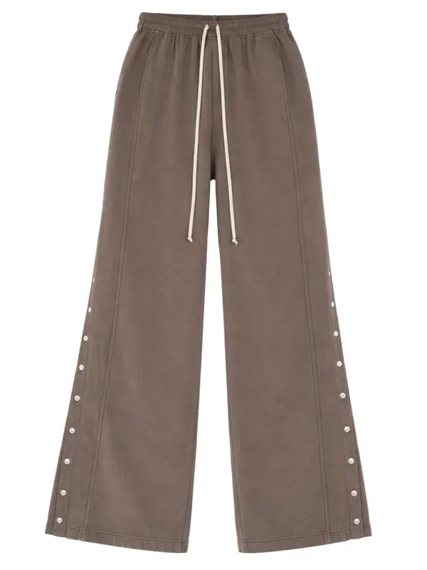 Rick Owens Wide Leg Sweatpants With Snap Button Detailing - Brown