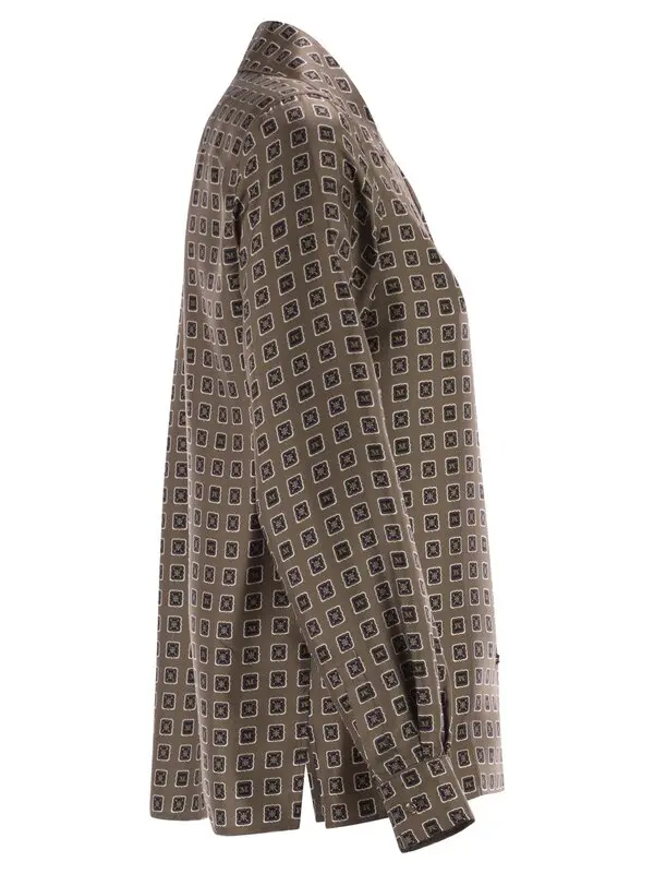 Max Mara Printed Silk Shirt - Brown