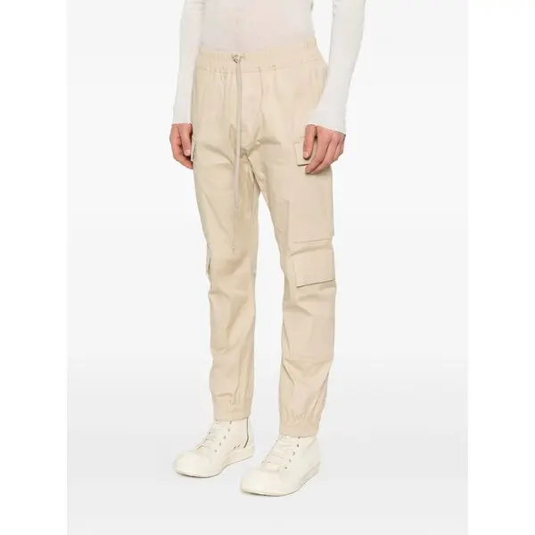 Rick Owens Beige Cotton Blend Tapered Cargo Trousers