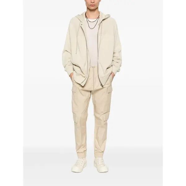 Rick Owens Beige Cotton Blend Tapered Cargo Trousers