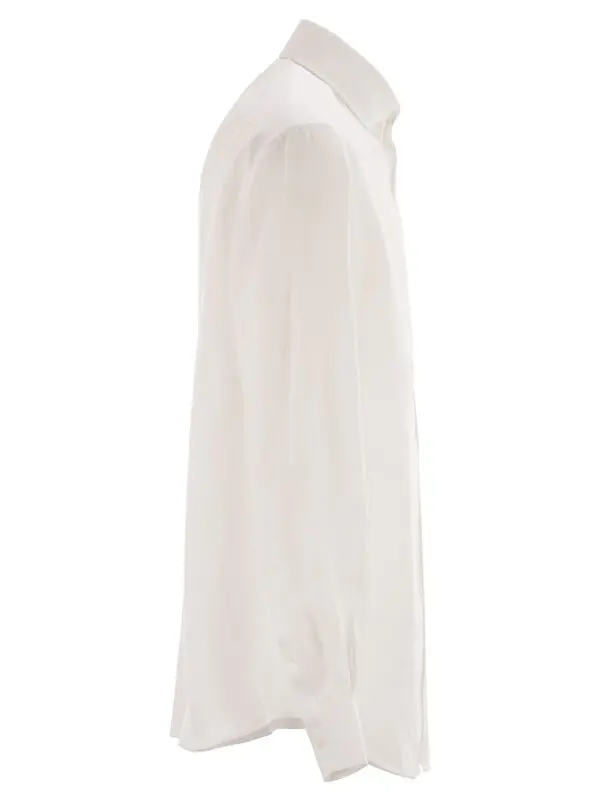 Brunello Cucinelli Easy Fit Linen Shirt With French Collar - White