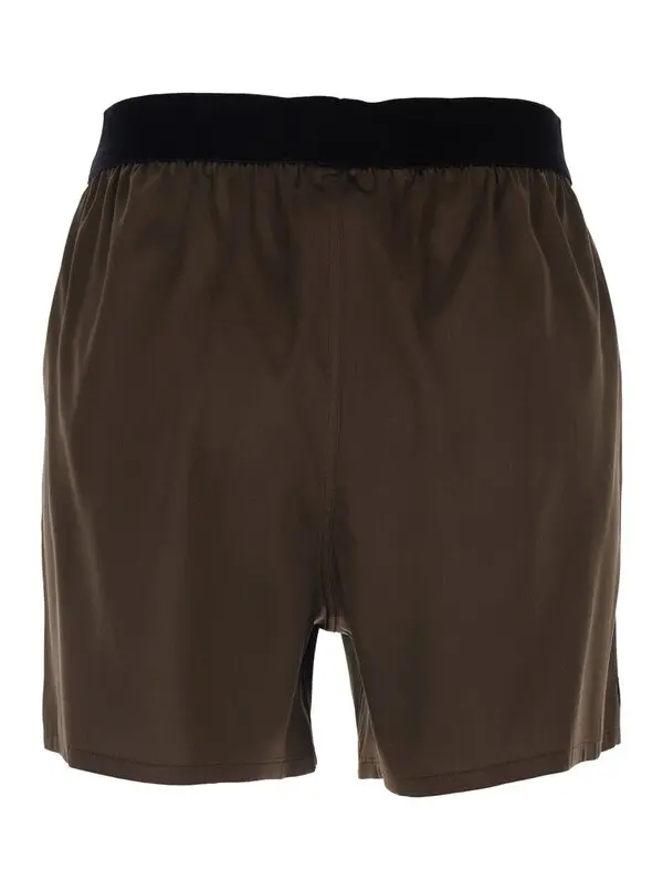 TOM FORD Stretch Silk Shorts With Logo Lettering - Brown