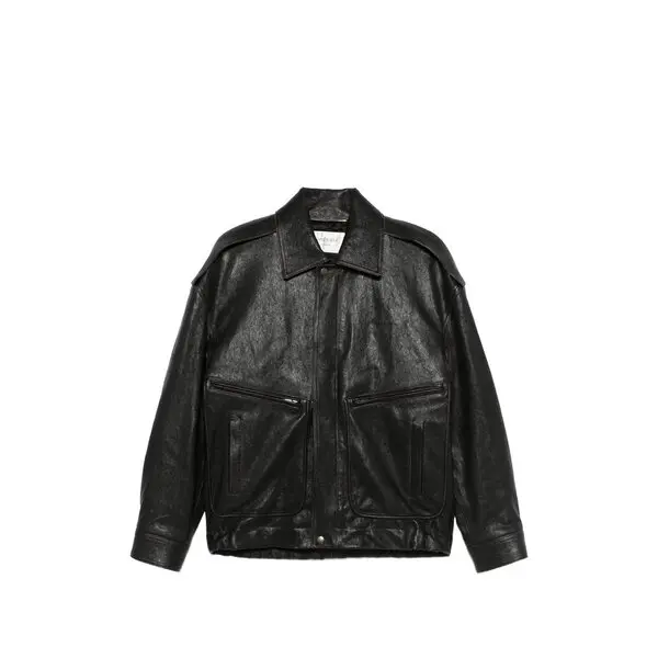 Saint Laurent Lamb Skin Leather Jacket With Zip Fastening
