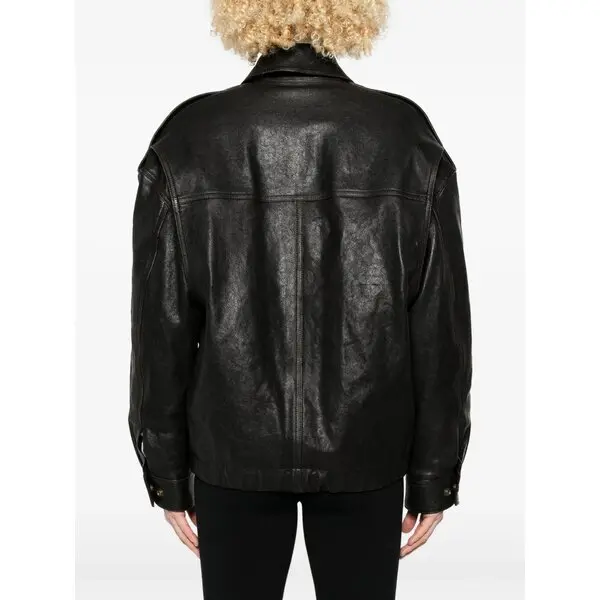 Saint Laurent Lamb Skin Leather Jacket With Zip Fastening