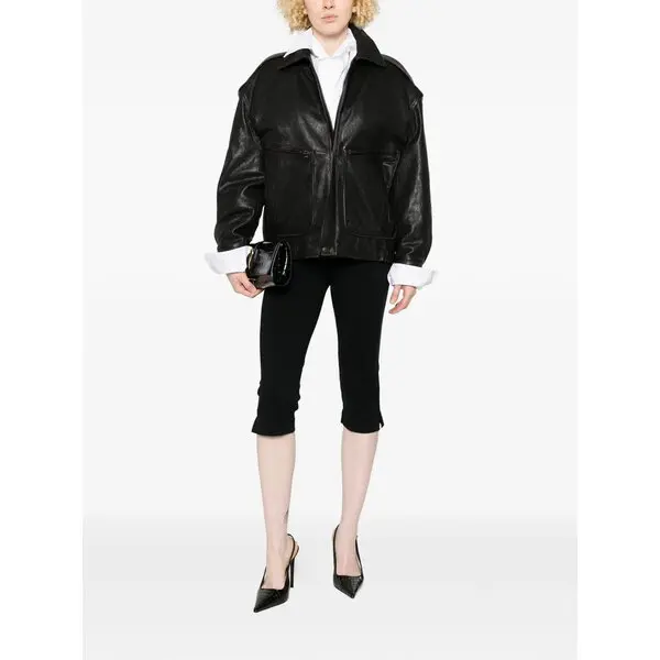Saint Laurent Lamb Skin Leather Jacket With Zip Fastening