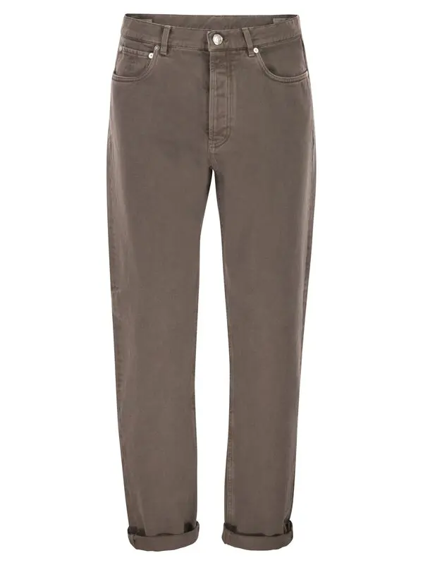 Brunello Cucinelli Iconic Fit Five-pocket Trousers In Garment-dyed Denim