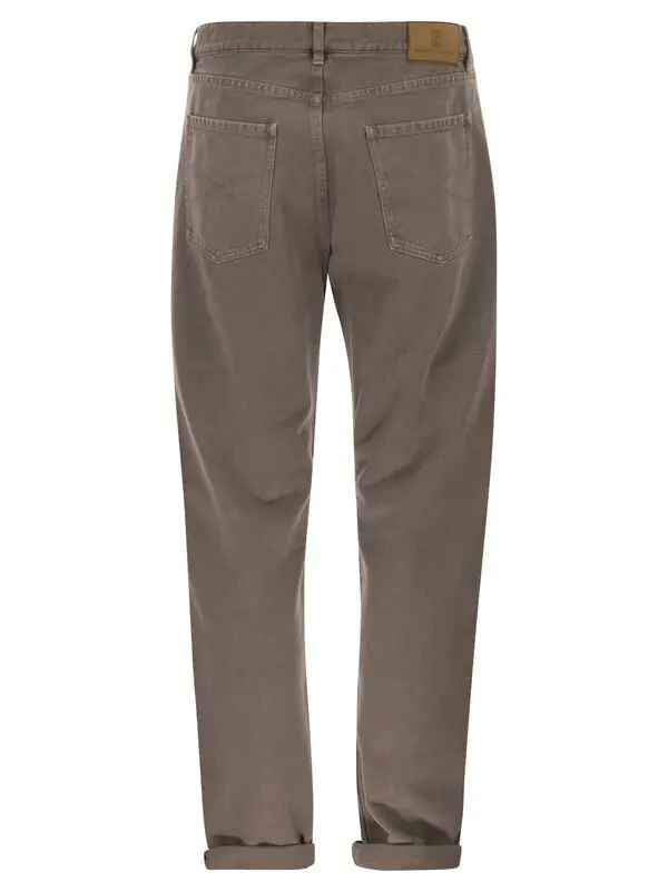 Brunello Cucinelli Iconic Fit Five-pocket Trousers In Garment-dyed Denim