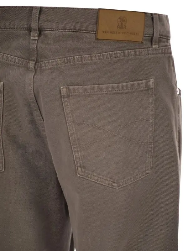 Brunello Cucinelli Iconic Fit Five-pocket Trousers In Garment-dyed Denim